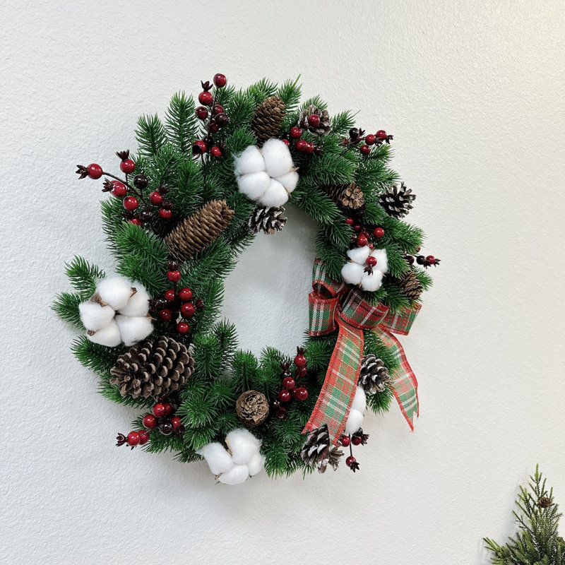 The Holiday Aisle® Ansuma 22" Handmade Decorative Fir & Pine Cones Wreath for Christmas | Wayfair